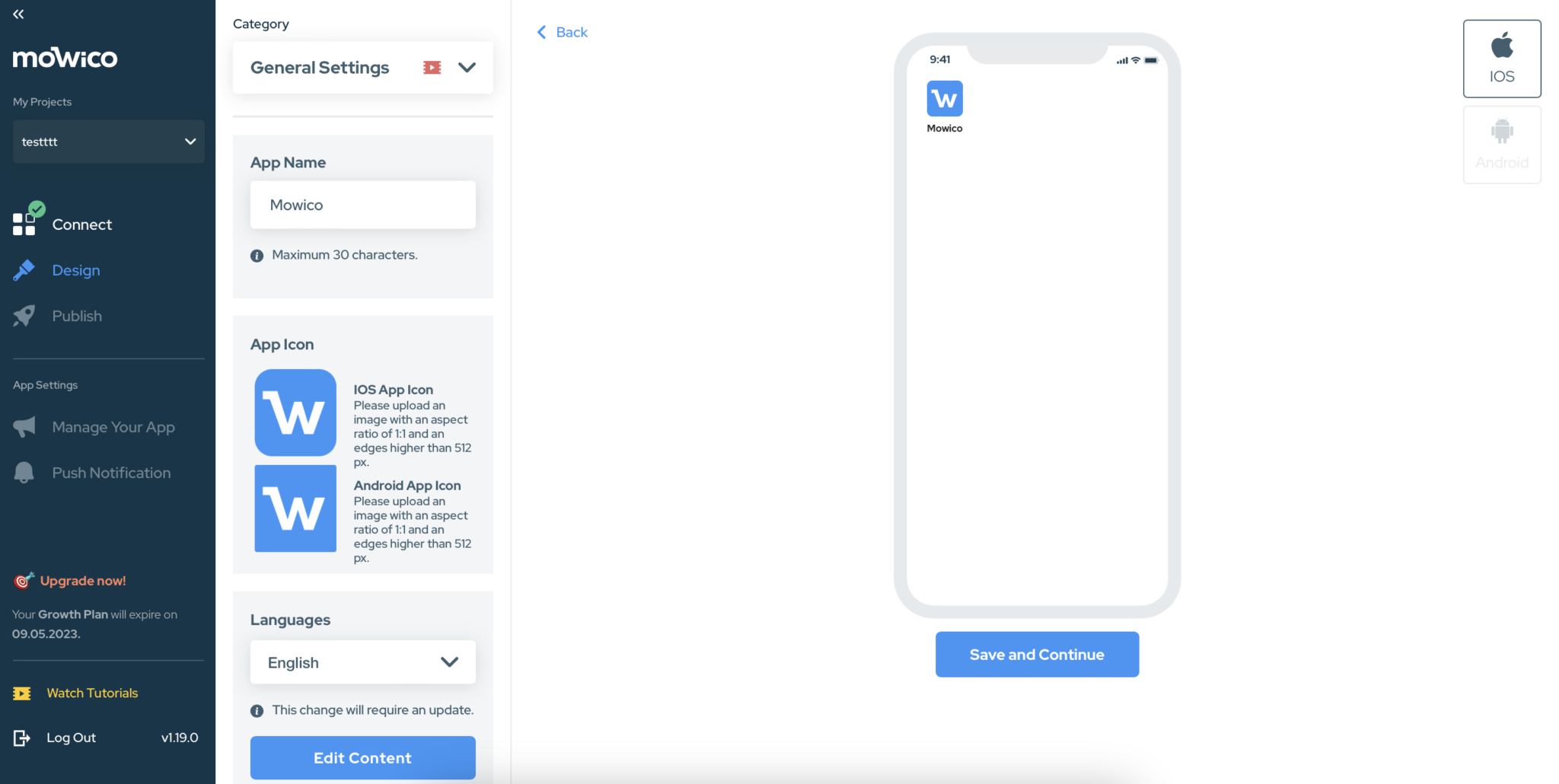 General Settings - Mowico