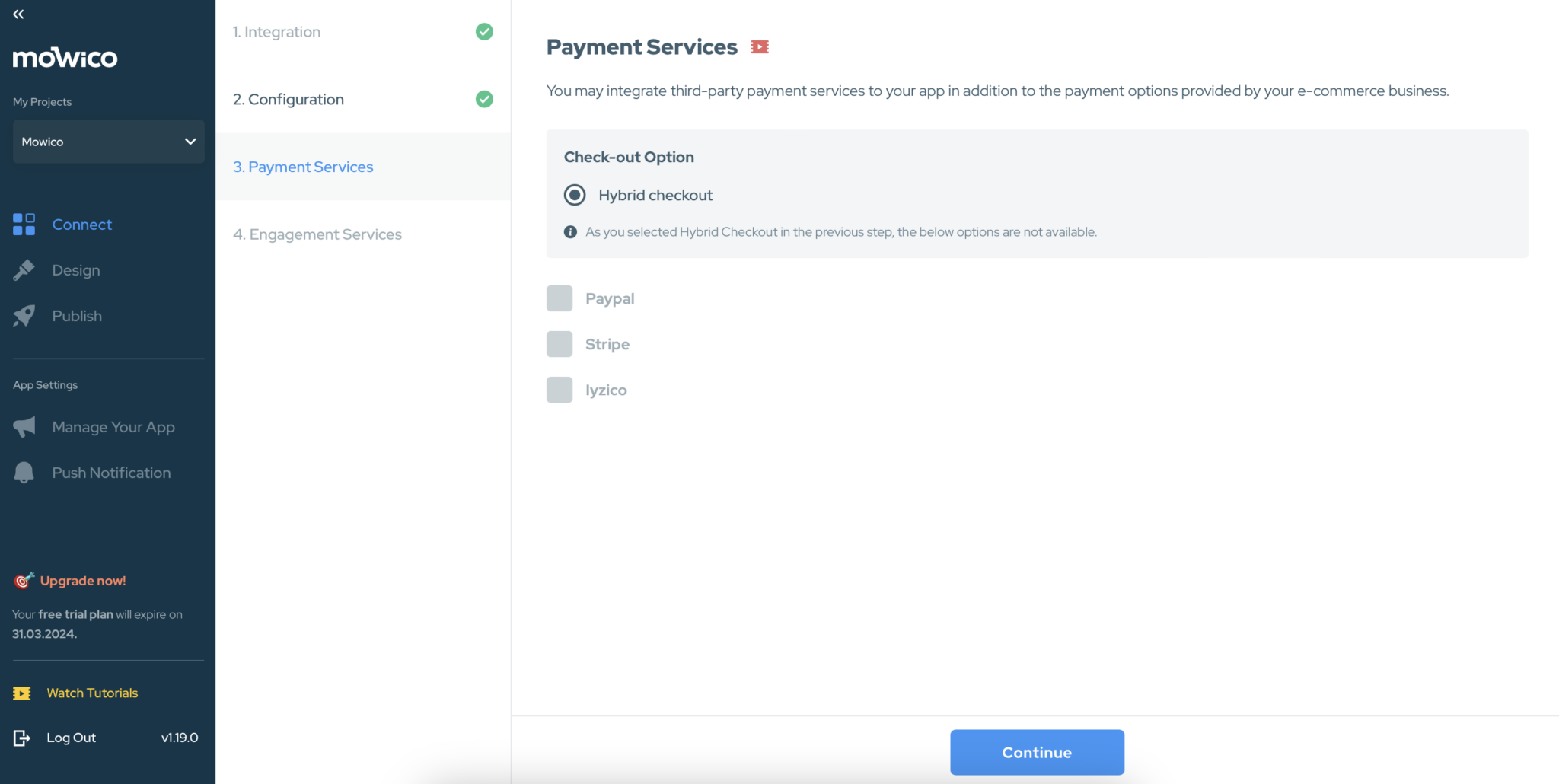 How to set payment services - Mowico